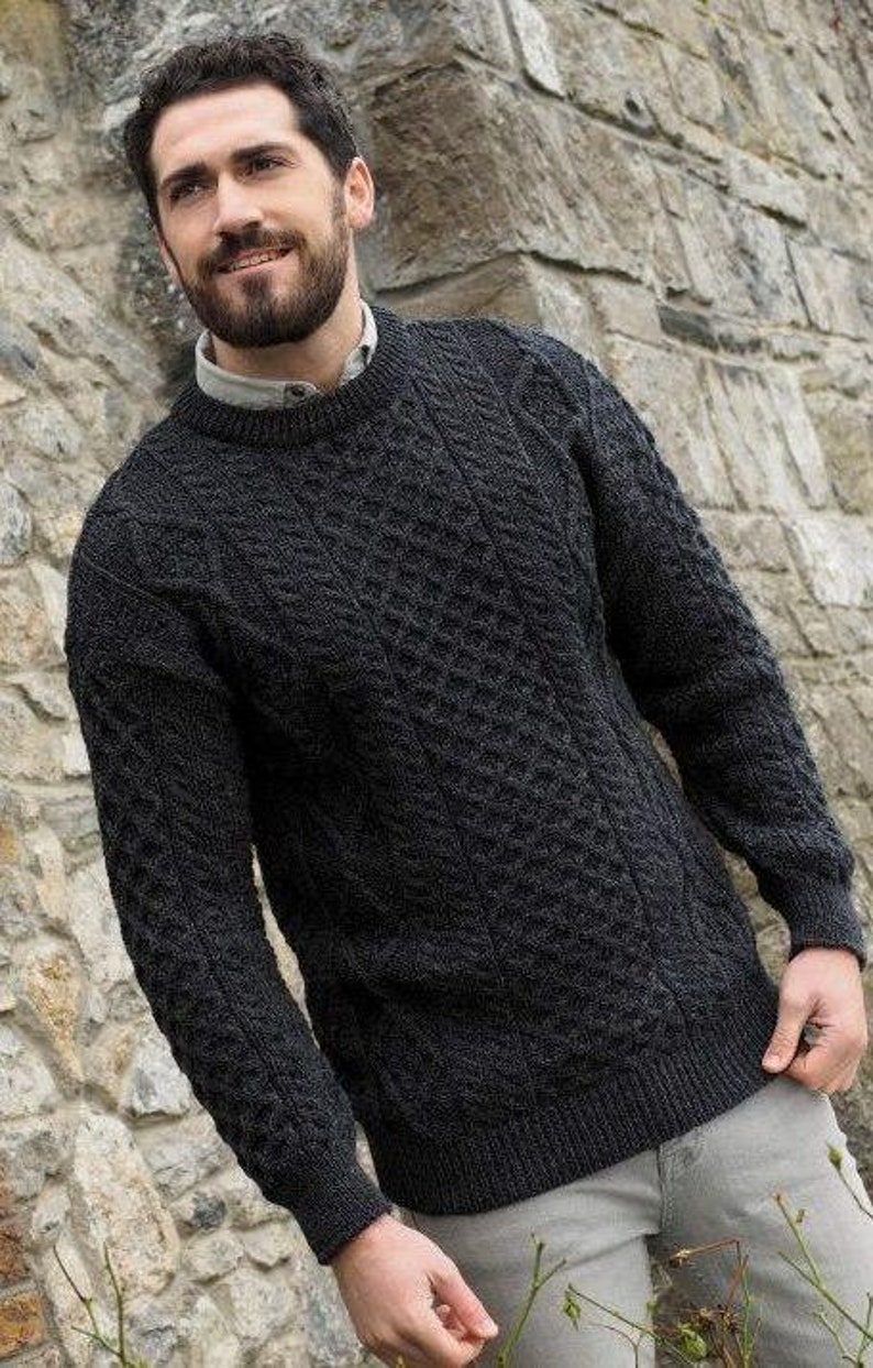 Aran Inis Mor Charcoal Crew Neck Sweater Certificate of Authenticity - Etsy