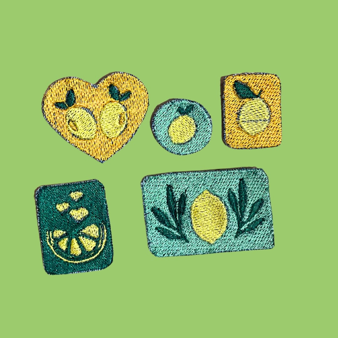 Lemon Patch Set – Cute Embroidered Iron-on Citrus Patches for Jackets ...