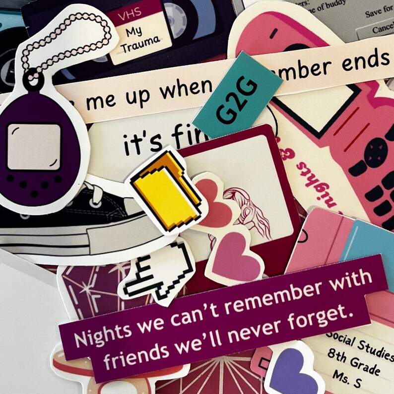 Millennial Core Sticker Pack – Set of 18 Retro Y2K Nostalgia Stickers ...