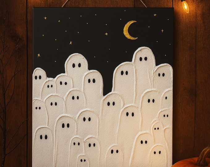 Spooky Halloween Canvas Art – Ghost Decor for Halloween or Year-round ...