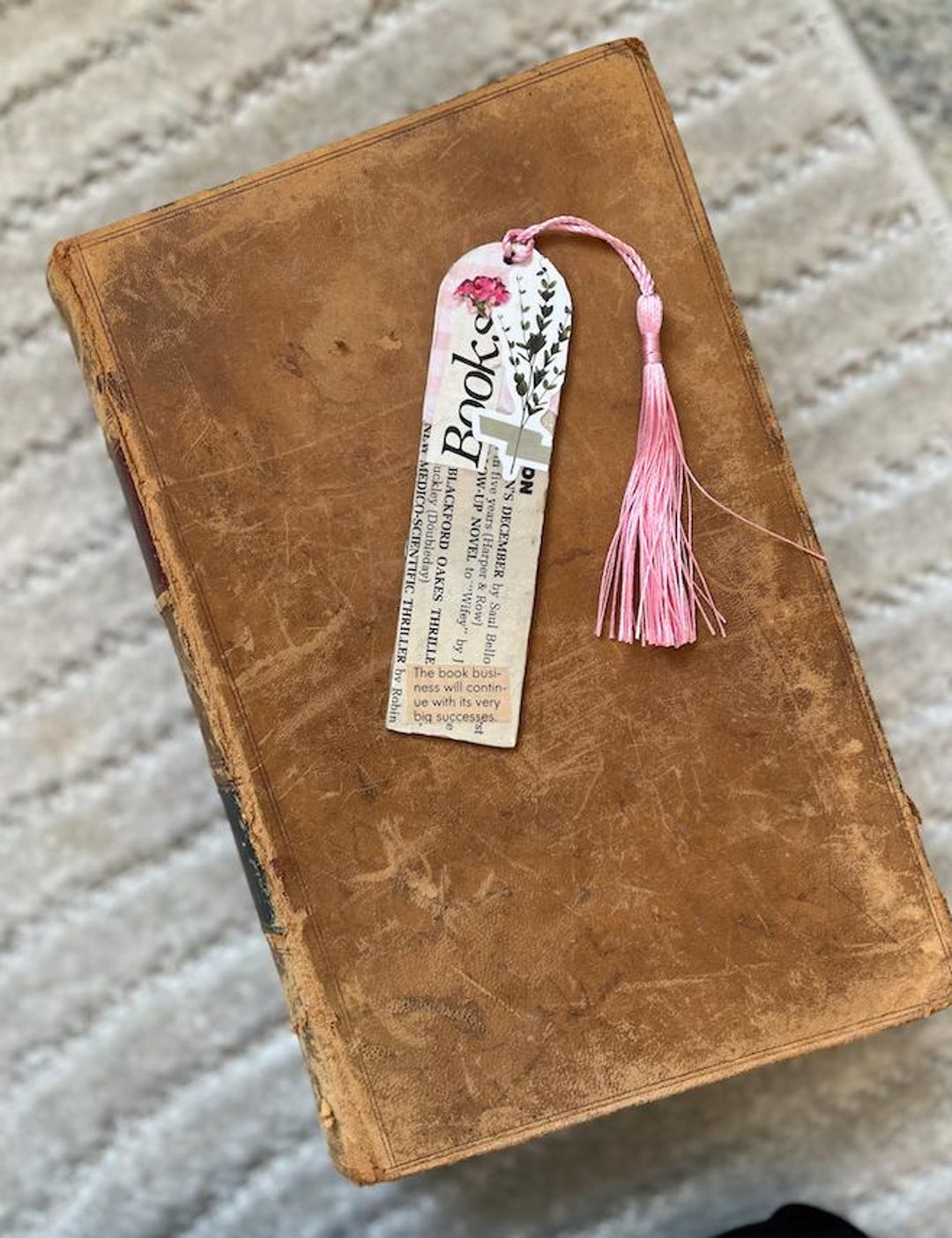 Handmade Collage Wooden Bookmark – Vintage-inspired With Tassel ...