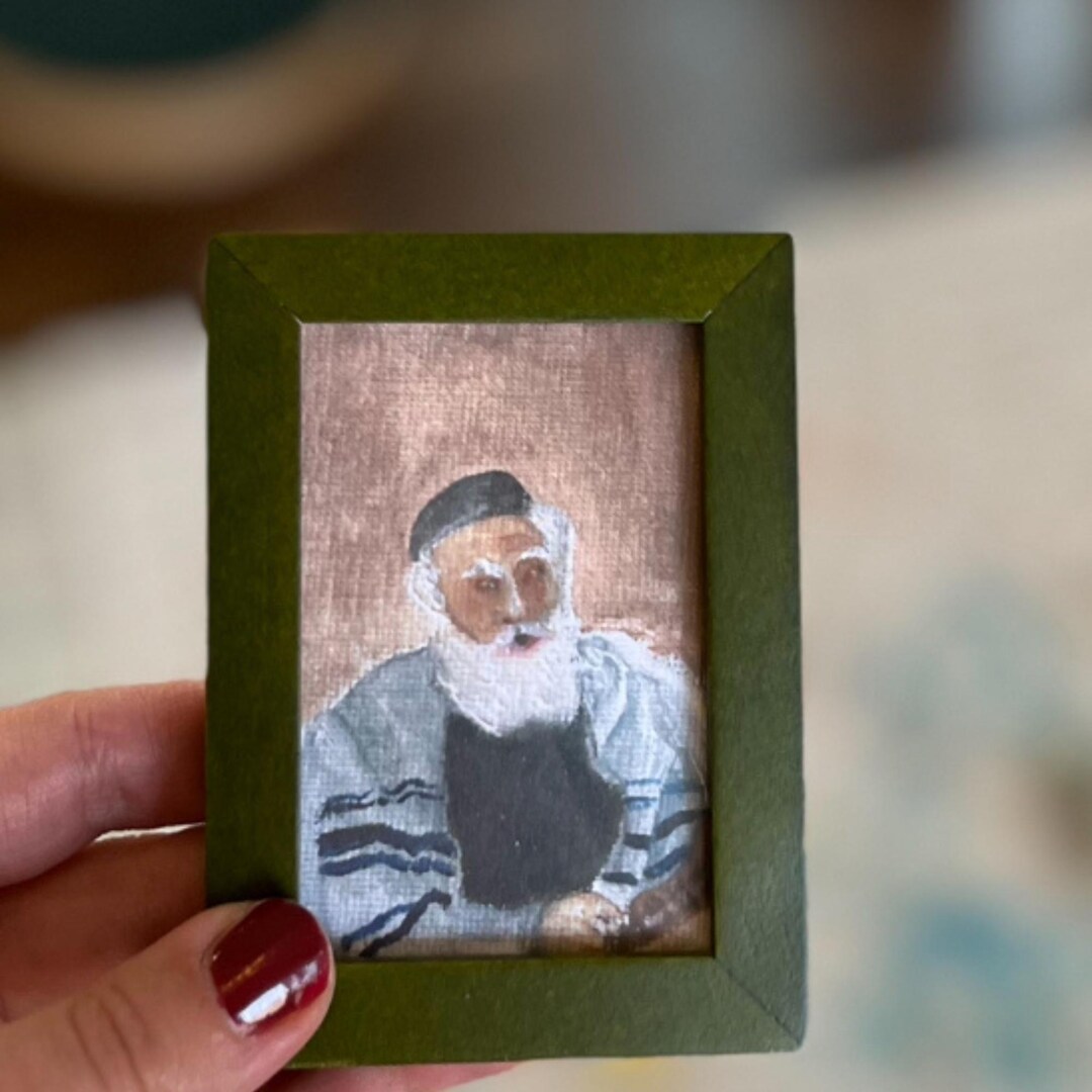 Mini Rabbi Portrait Art Print – 2x3" Framed Reproduction of Original ...