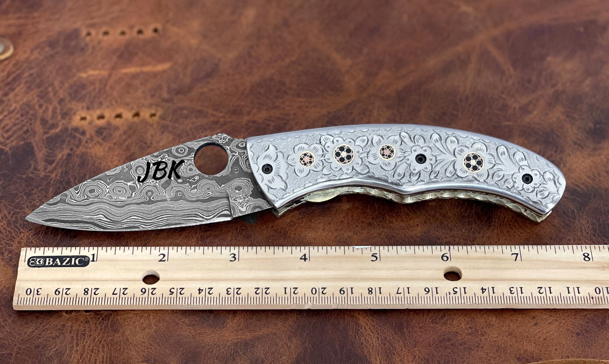 Damascus Steel Pocket Knife unique Damascus Folding Knife - Etsy