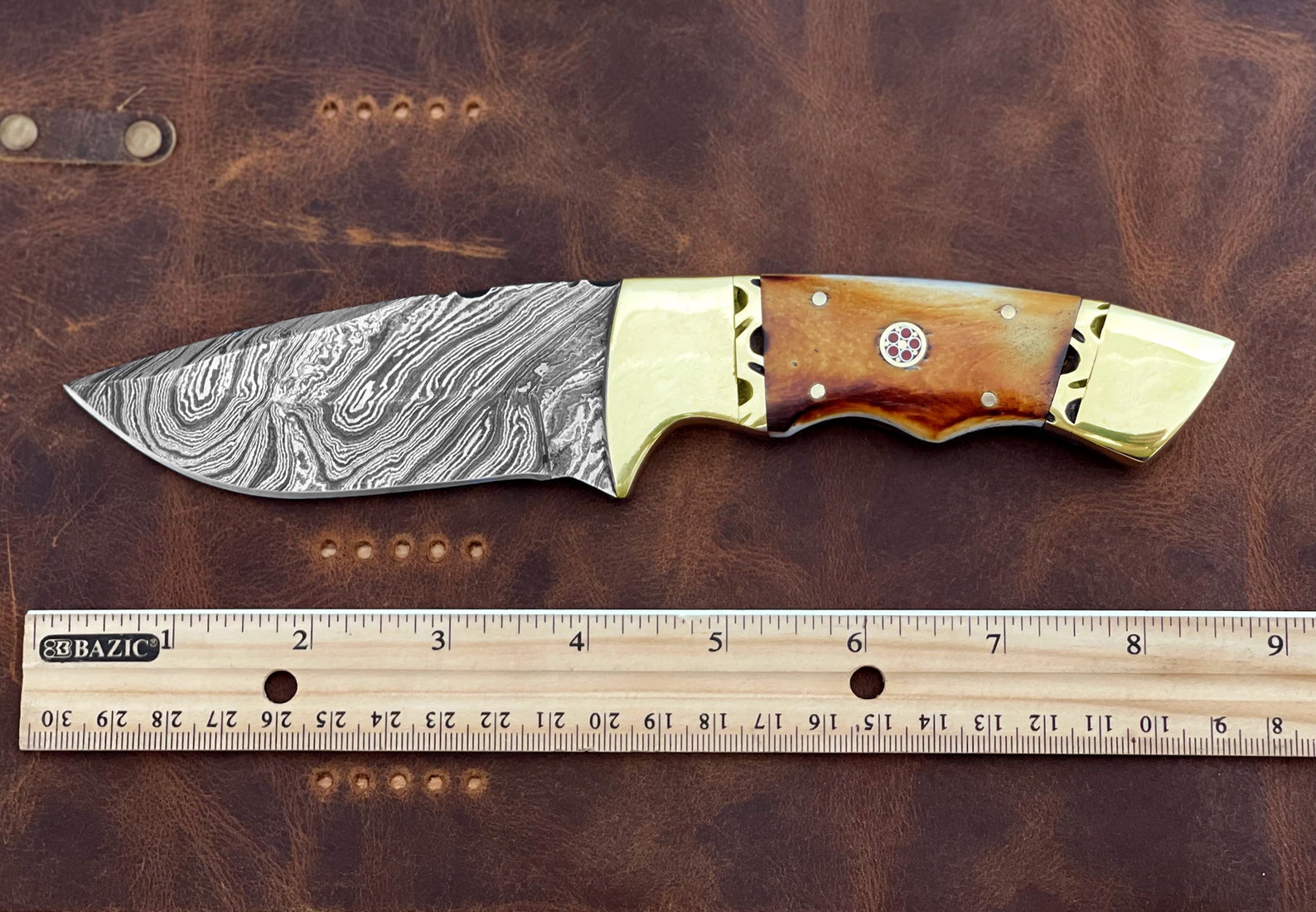 Personalized Damascus Steel Knife 9 Handmade Fixed - Etsy