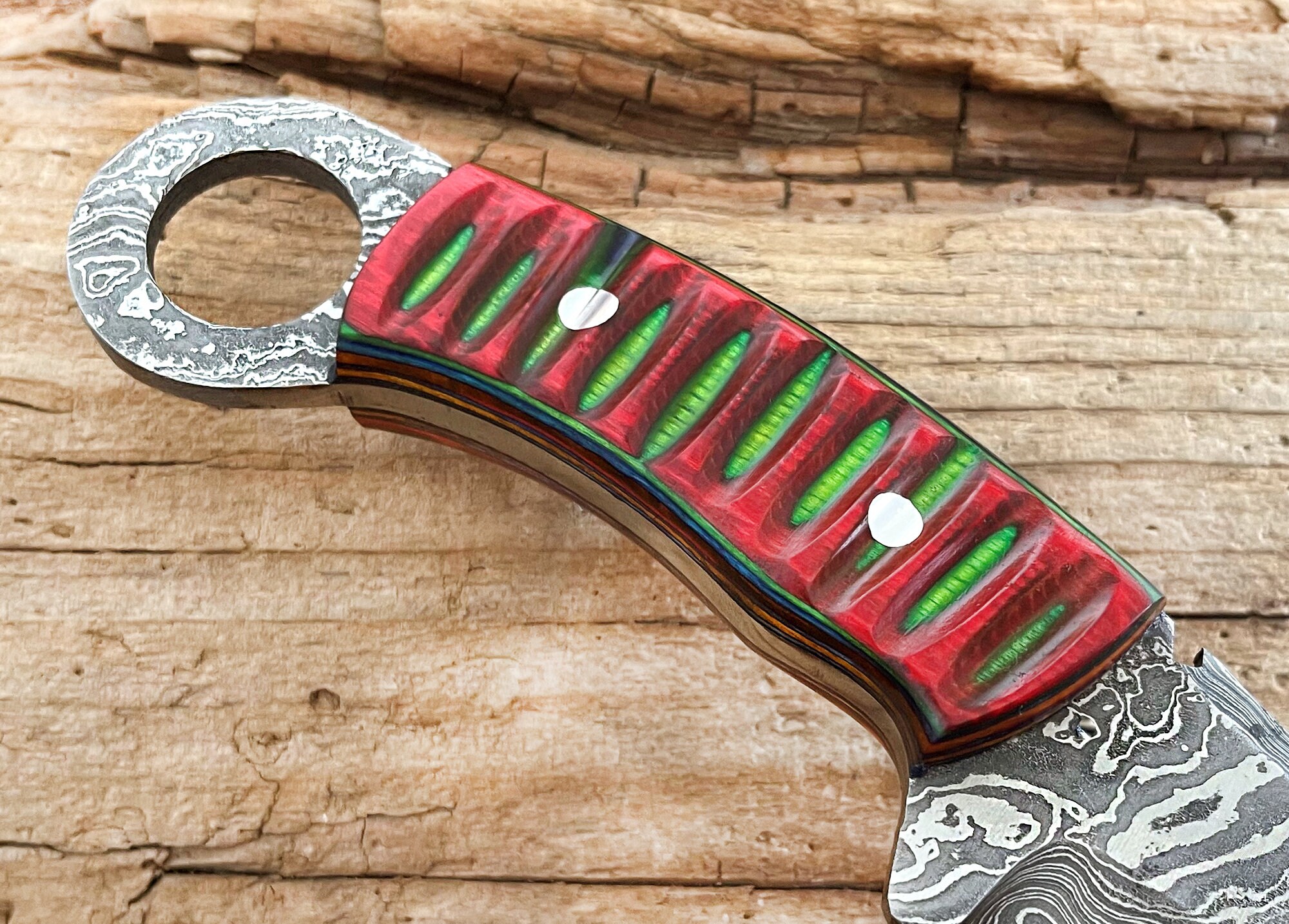 Damascus Steel Engraved Pocket Knife 8'' Custom Full - Etsy