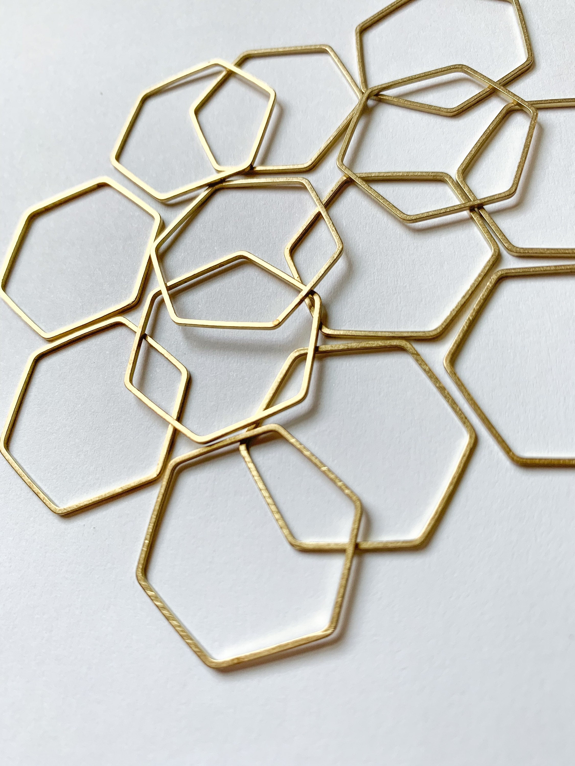 Raw Brass Hexagon Connector 25mm 10 Pieces | Etsy