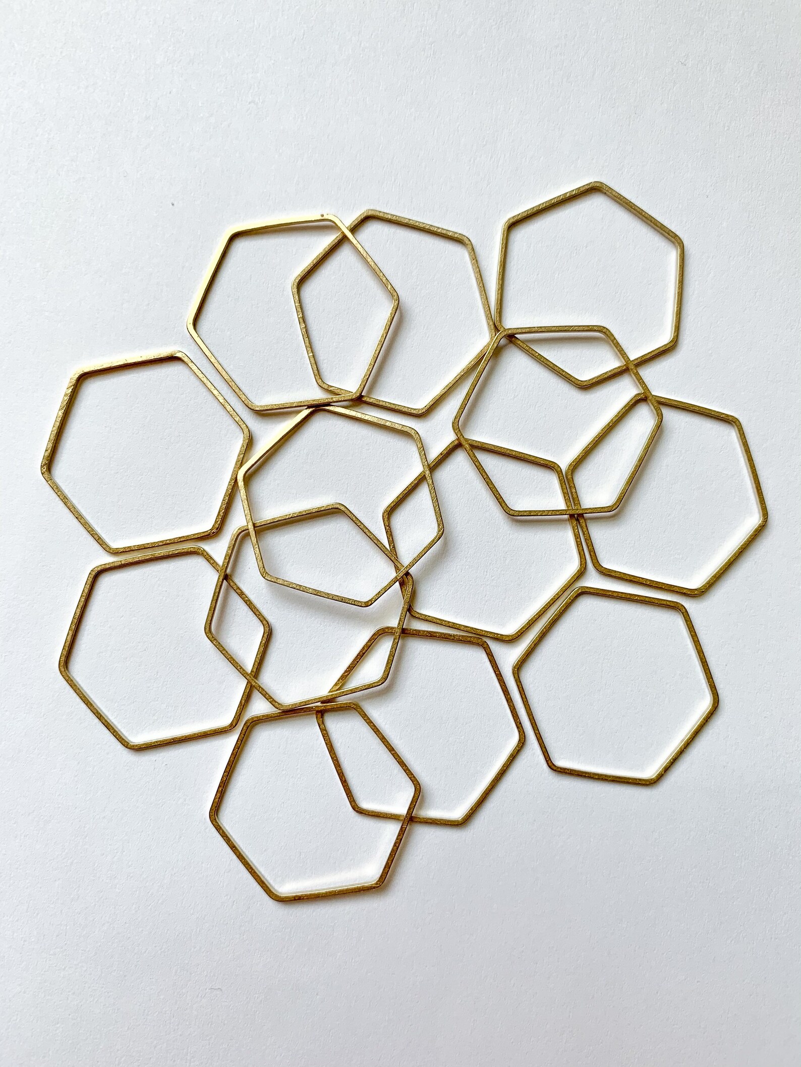 Raw Brass Hexagon Connector 25mm 10 Pieces | Etsy
