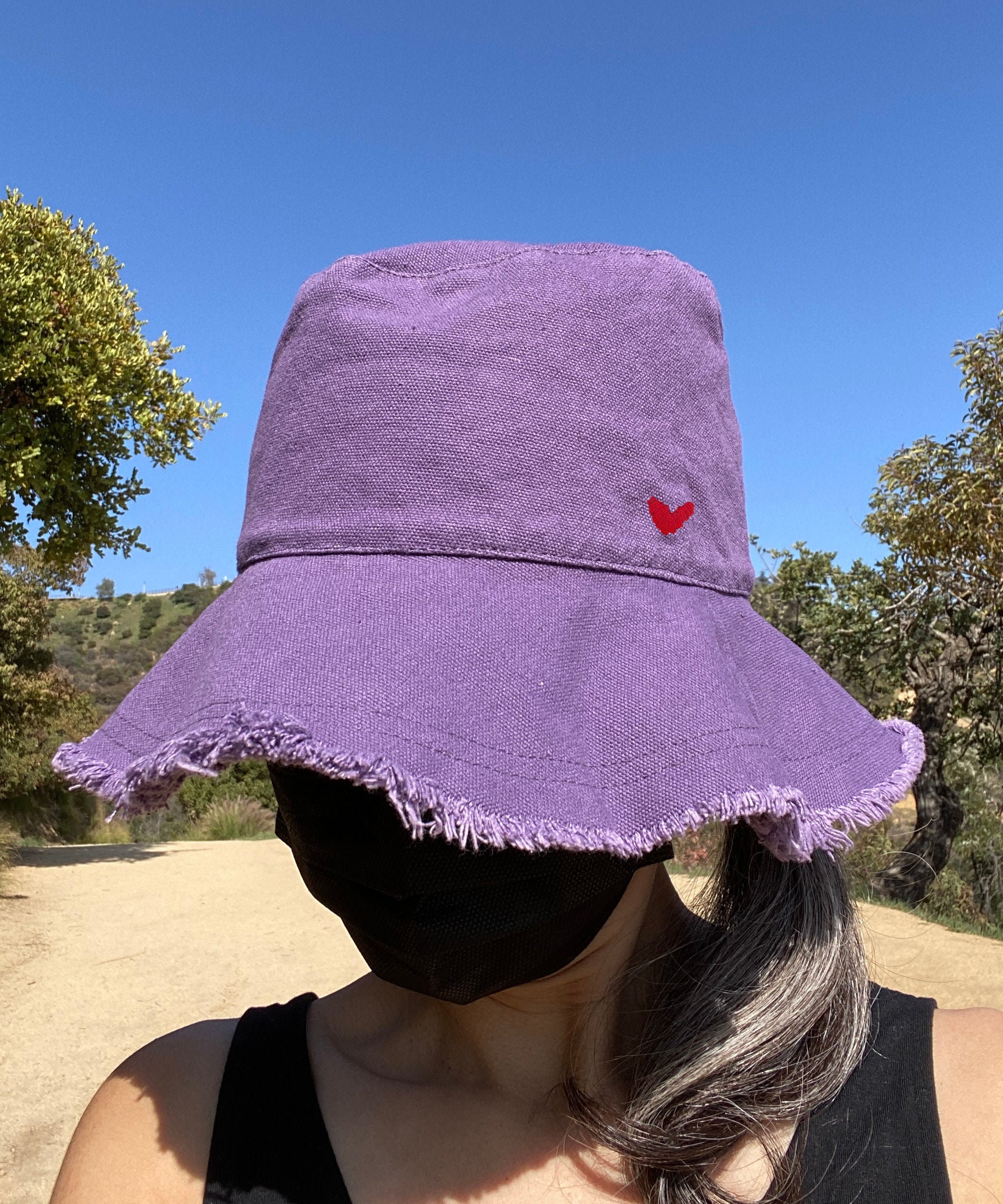 Purple Bucket Hat Cotton Bucket Hat Distressed Bucket Hat | Etsy
