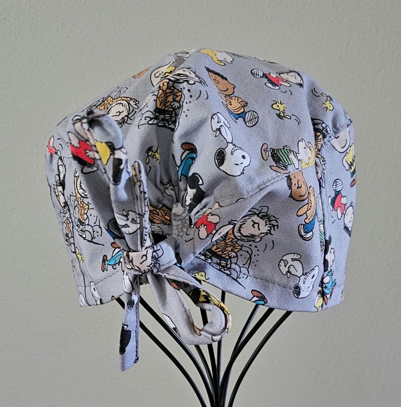 Gray Peanuts Surgical Scrub Cap With Ties - Etsy