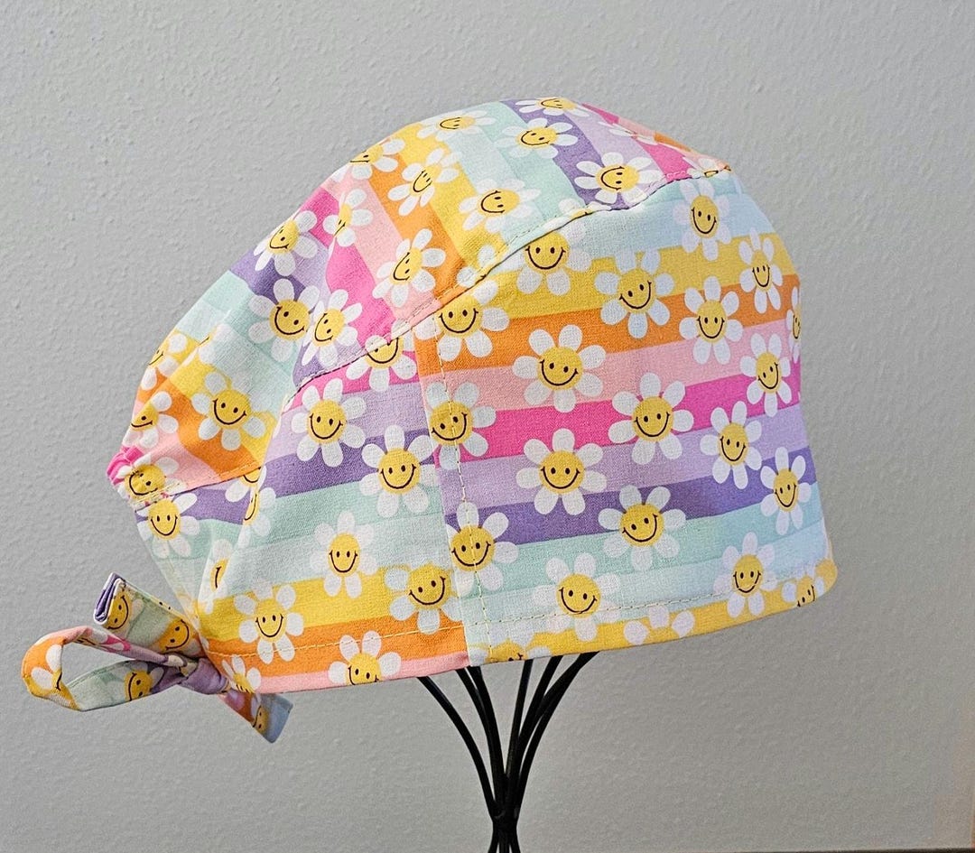 Be Kind Daisy Smile Surgical Scrub Cap With Ties - Etsy