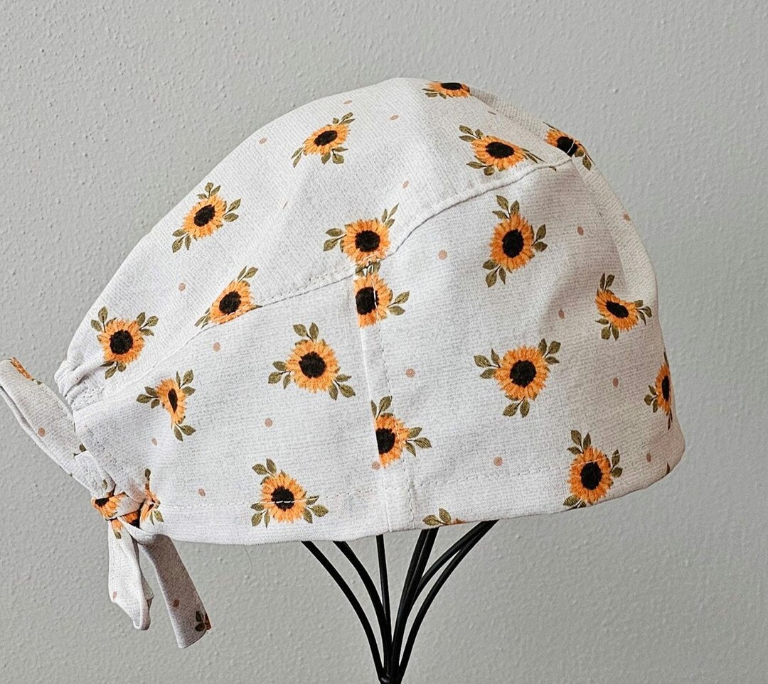 Small Sunflower Surgical Scrub Cap With Ties - Etsy