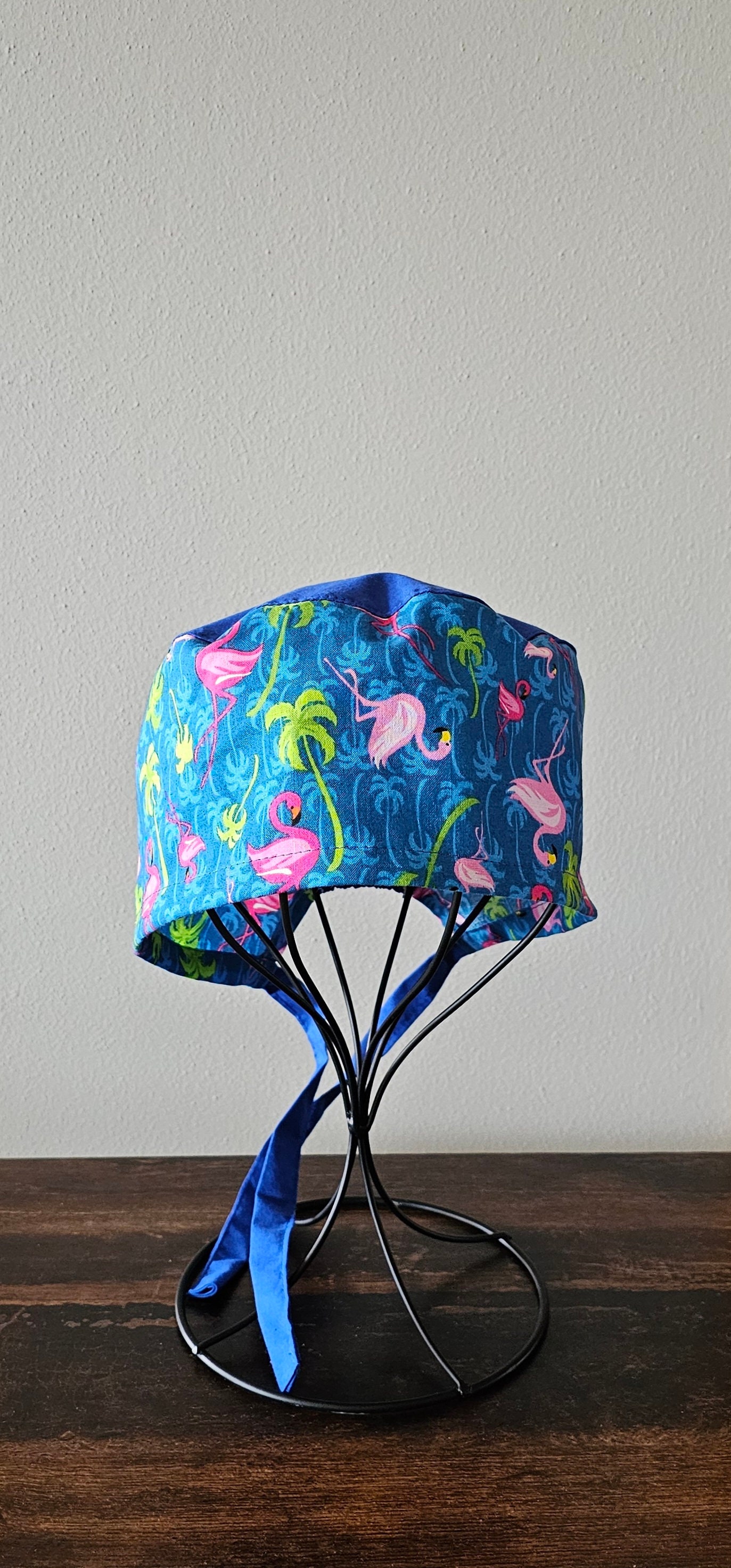 Flamingo With Palm Tree Surgical Scrub Cap With Ties - Etsy
