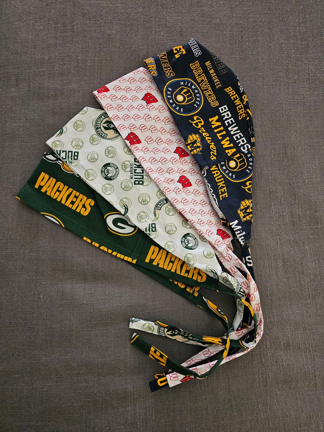 Set of 4 Wisconsin Sports Surgical Scrub Caps With Ties - Etsy