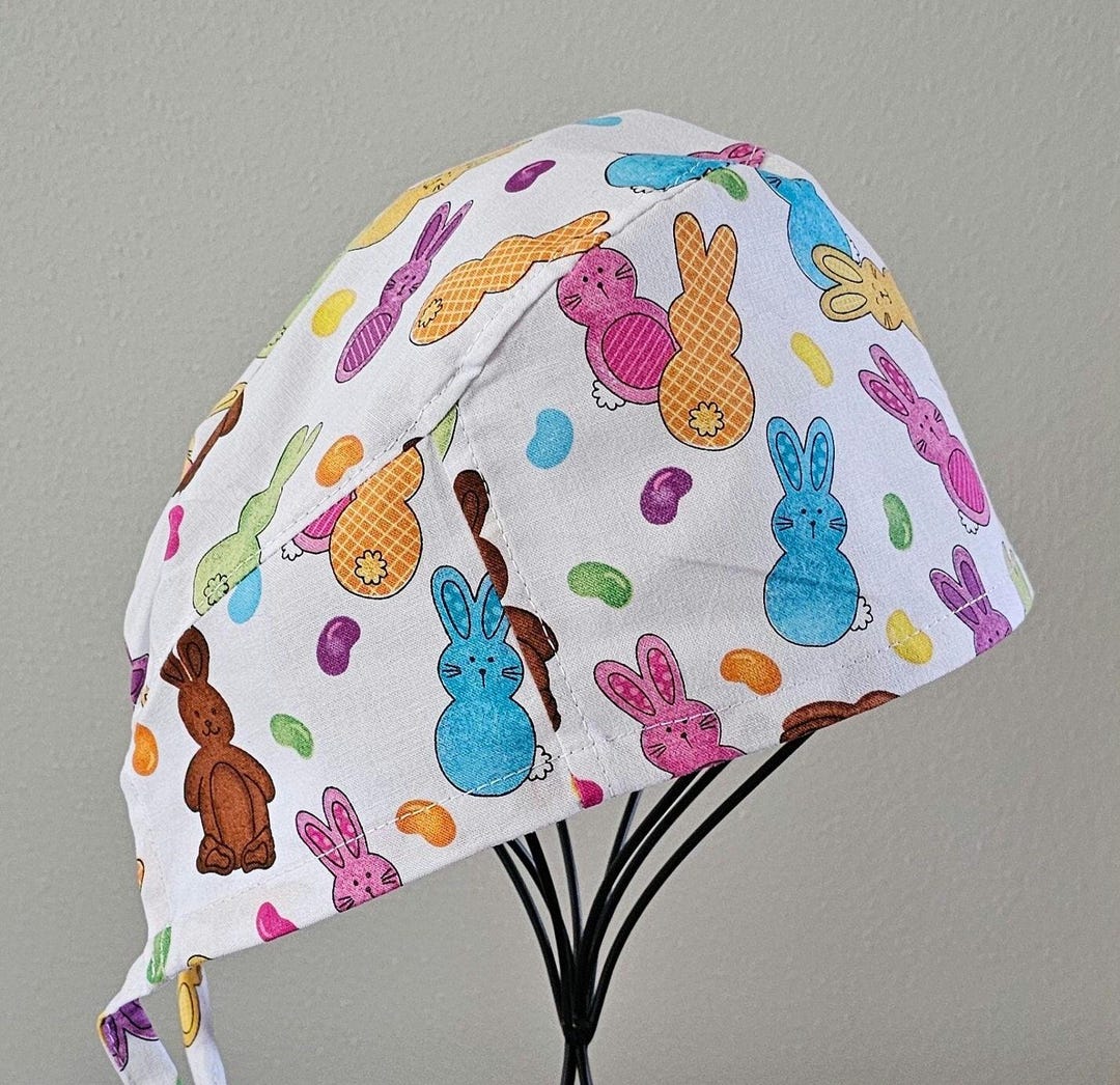 Peep Bunny Surgical Scrub Cap and Badge Reel - Etsy