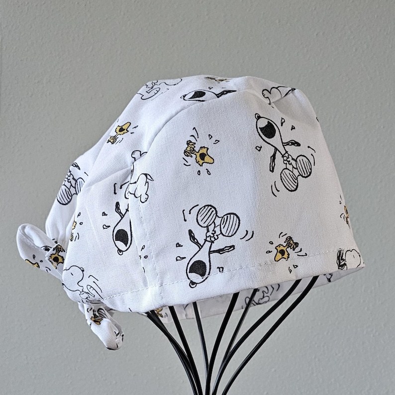 White Snoopy Surgical Scrub Cap and Badge Reel - Etsy