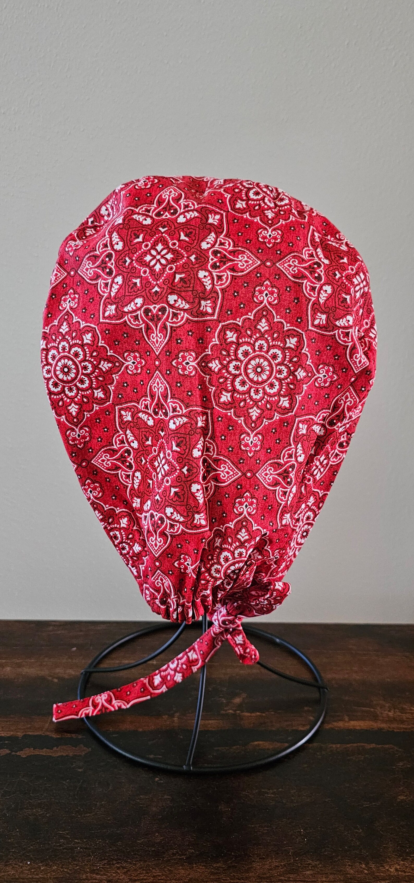 Red Bandana Surgical Scrub Cap With Ties - Etsy