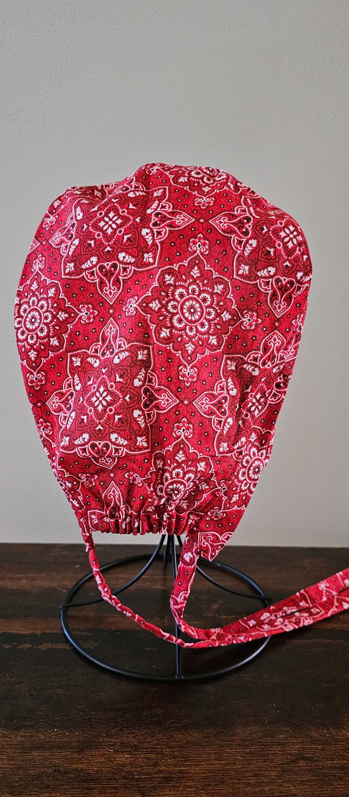 Red Bandana Surgical Scrub Cap With Ties - Etsy