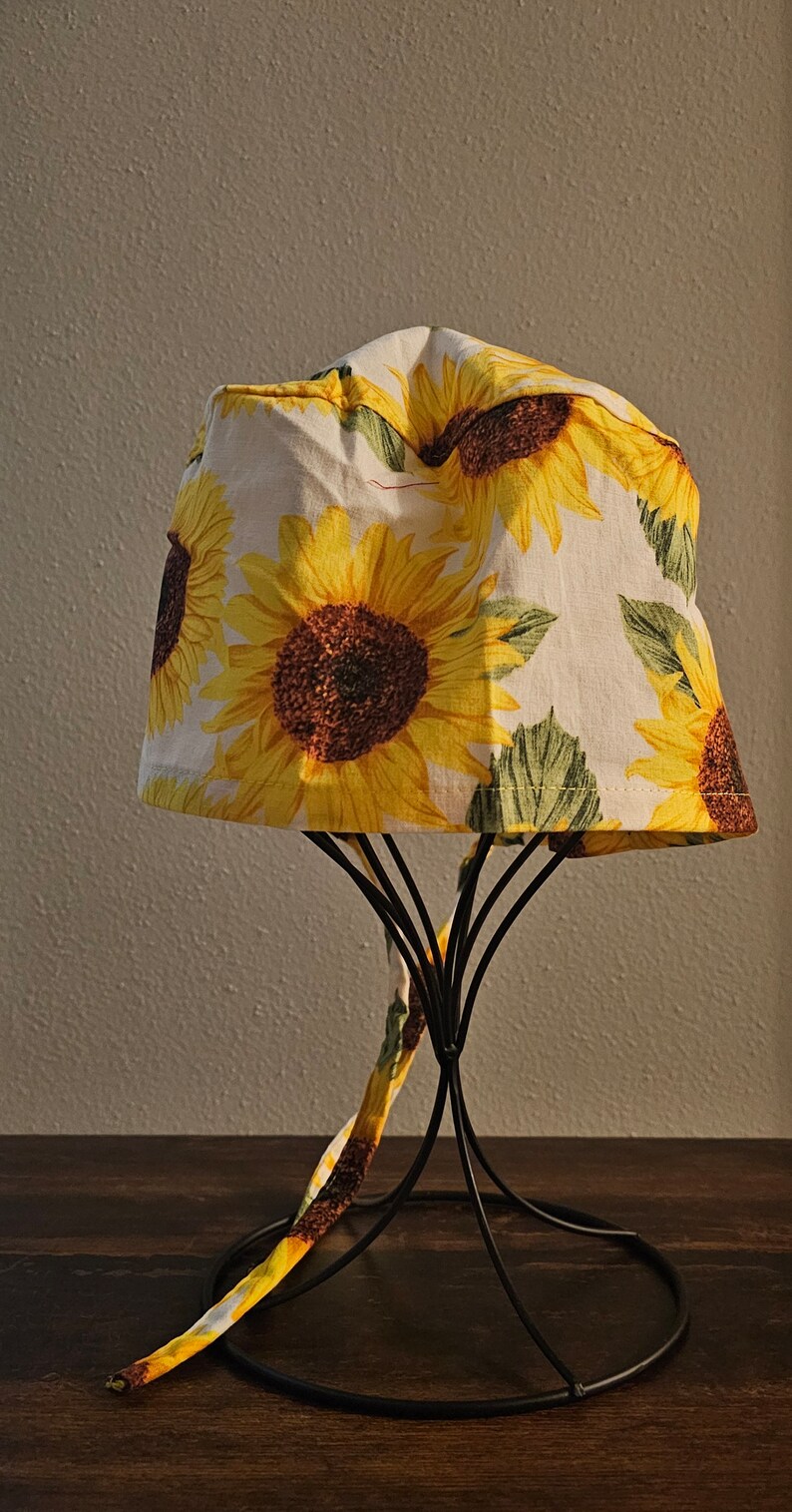 Large Sunflower Surgical Scrub Cap With Ties - Etsy