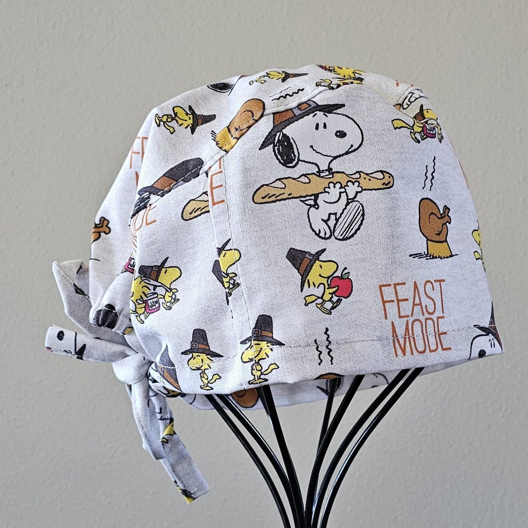 Feast Mode Thanksgiving Snoopy Peanuts Surgical Scrub Cap - Etsy