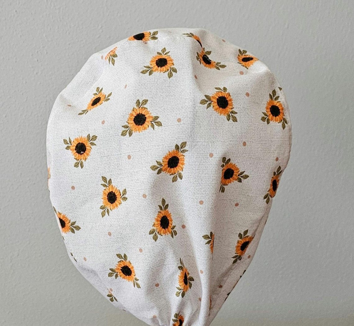 Small Sunflower Surgical Scrub Cap With Ties - Etsy