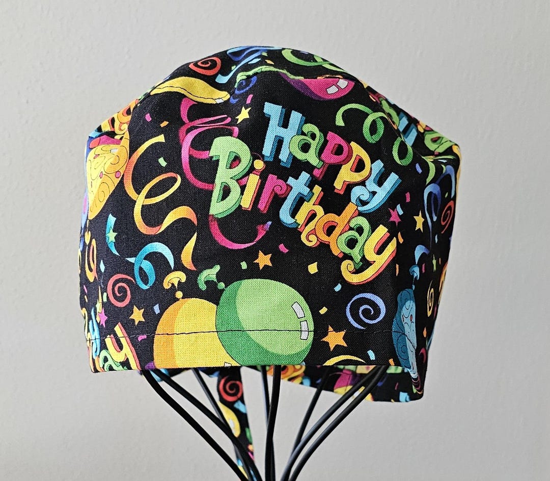 Happy Birthday Surgical Scrub Cap - Etsy