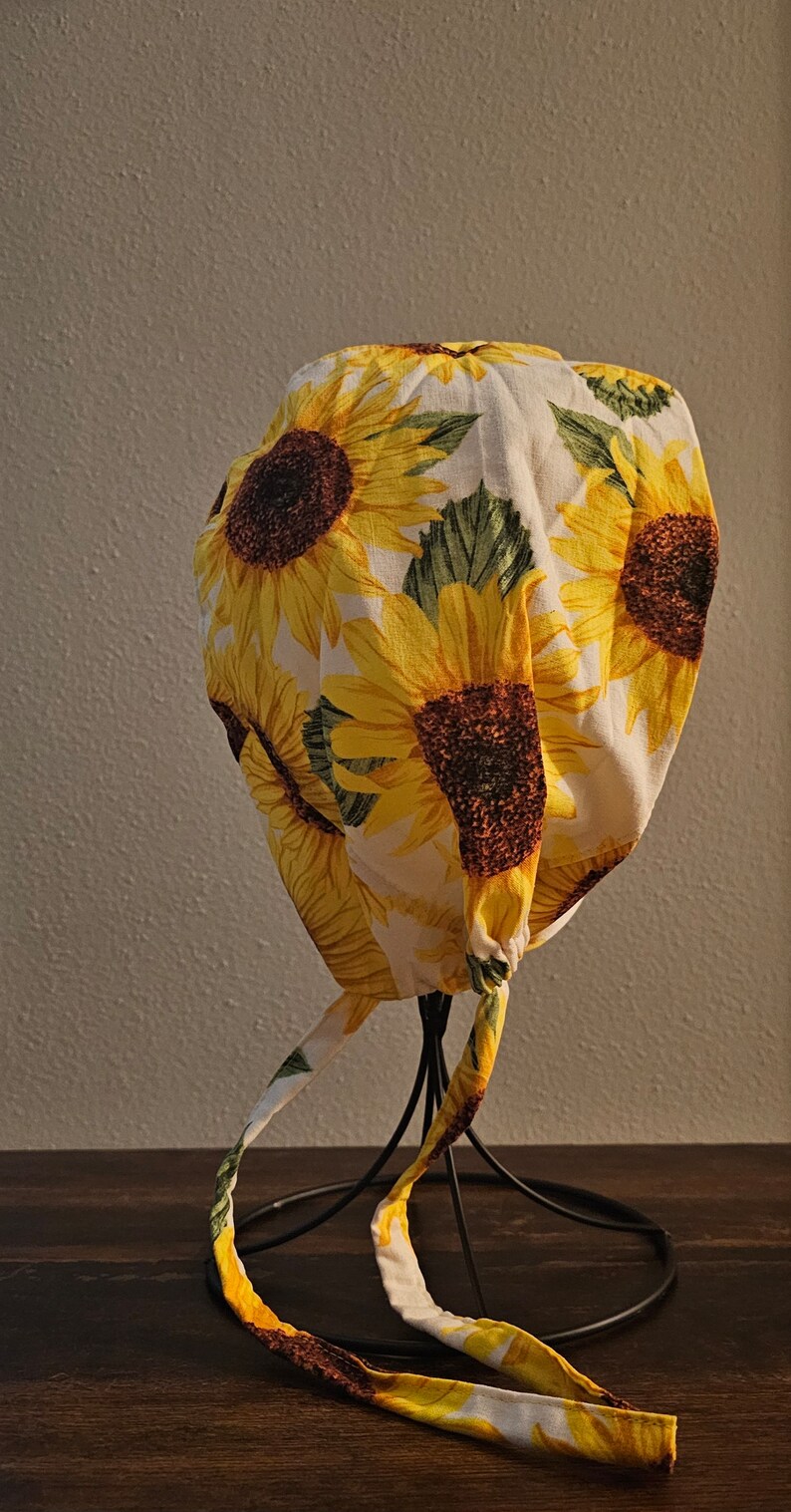 Large Sunflower Surgical Scrub Cap With Ties - Etsy