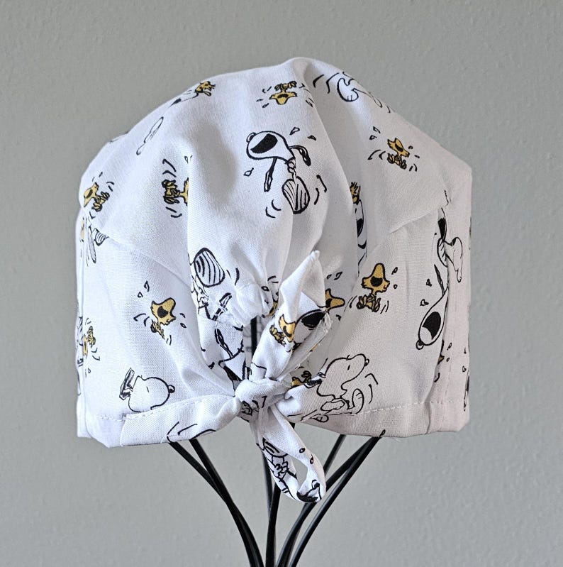 White Snoopy Surgical Scrub Cap and Badge Reel - Etsy