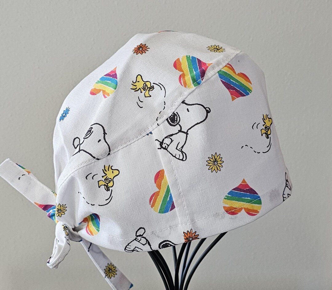 Rainbow Heart Snoopy Surgical Scrub Cap - Etsy