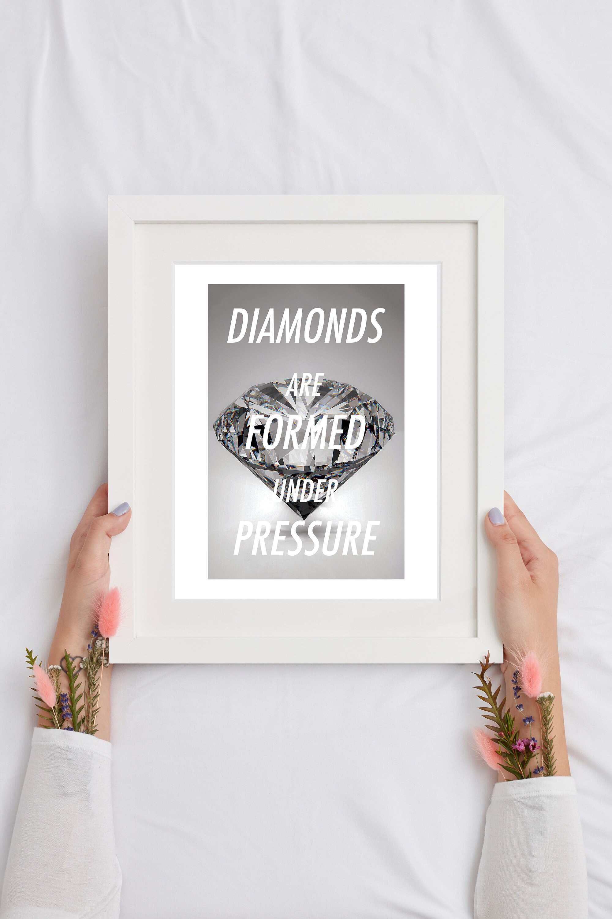Diamonds Are Formed Under Pressure, Black White Poster, Printable Wall ...