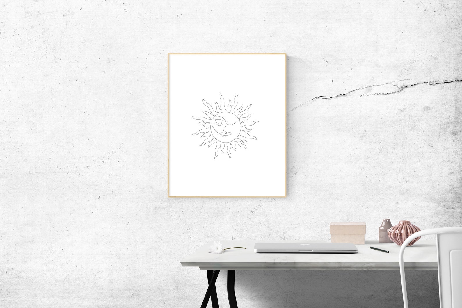 Sun and Moon, Boho Sun Poster, Digital Download, Bohemian Sun Printable ...