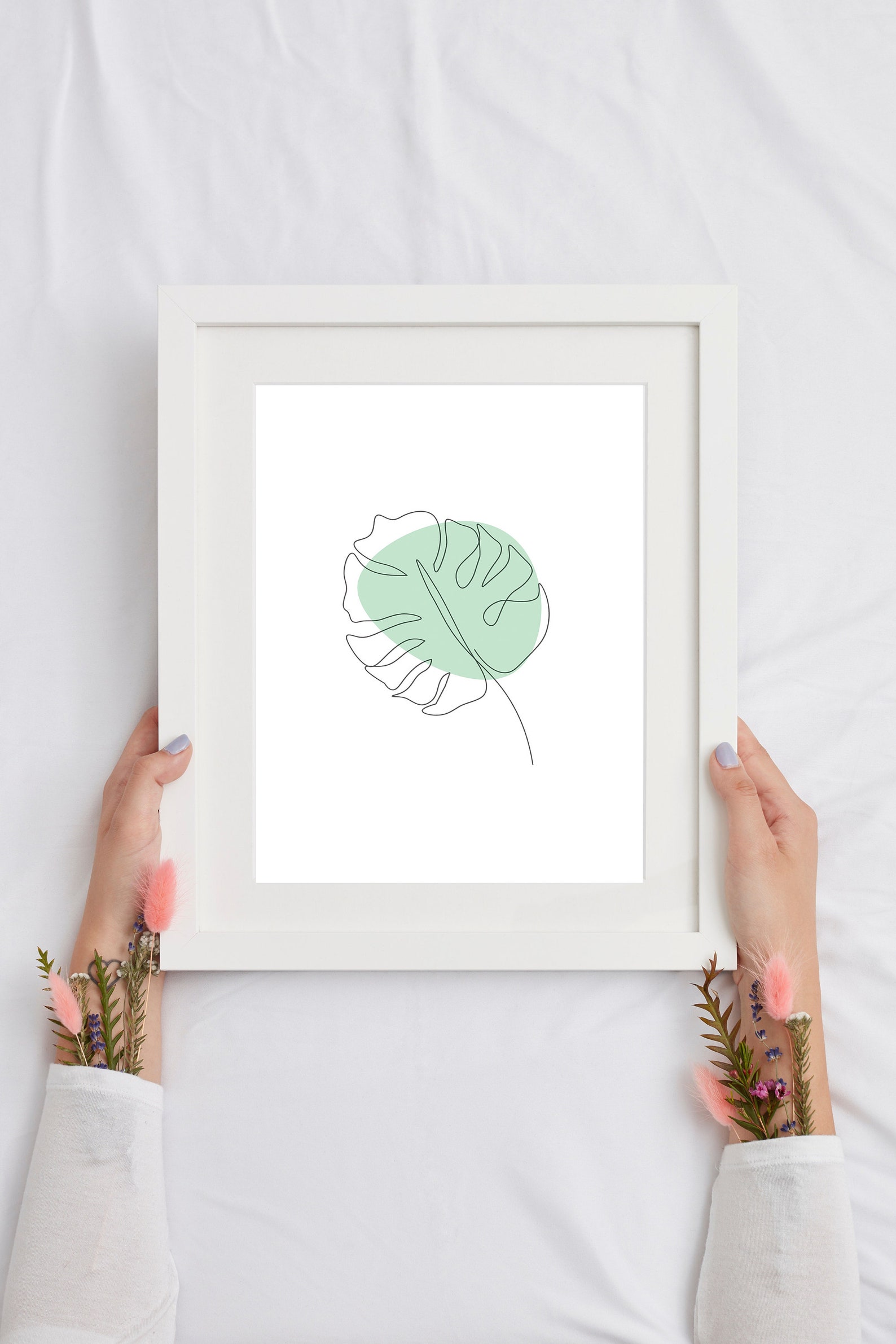 Monstera Leaf Print Continuous Line Art Minimal Art | Etsy