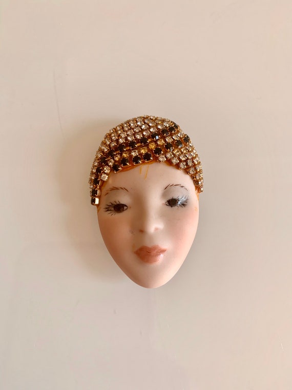 Vintage Art Deco Flapper Face Brooch | Etsy