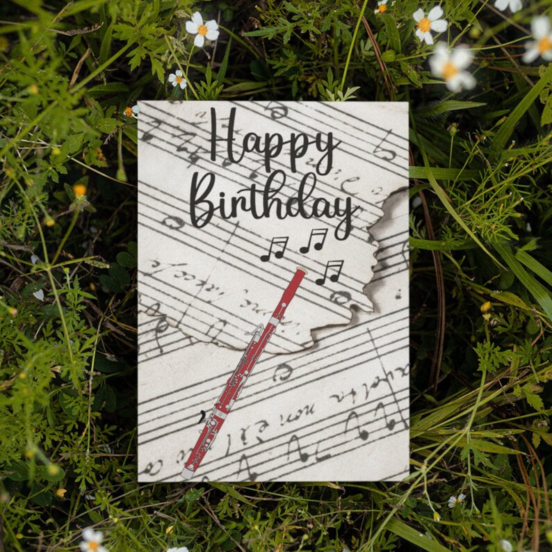 Happy Birthday With Bassoon - Premium Birthday Bassoon A5 Card - Gift ...