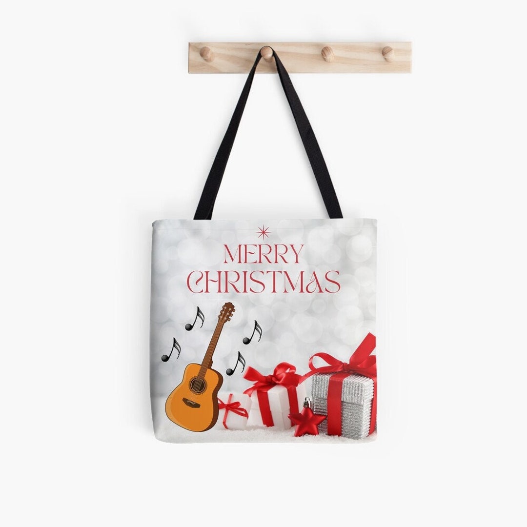 Merry Christmas With Guitar - Christmas Guitars - Tote Bag - Present ...