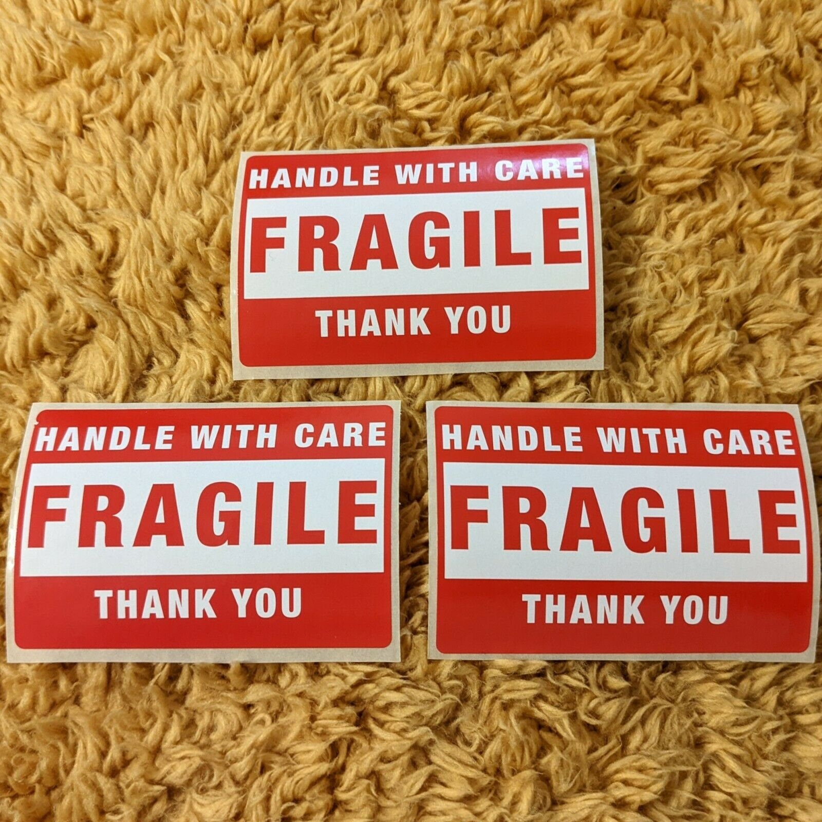 Large Fragile Handle With Care Thank You Stickers 3 Inch X 2 Inch Red ...