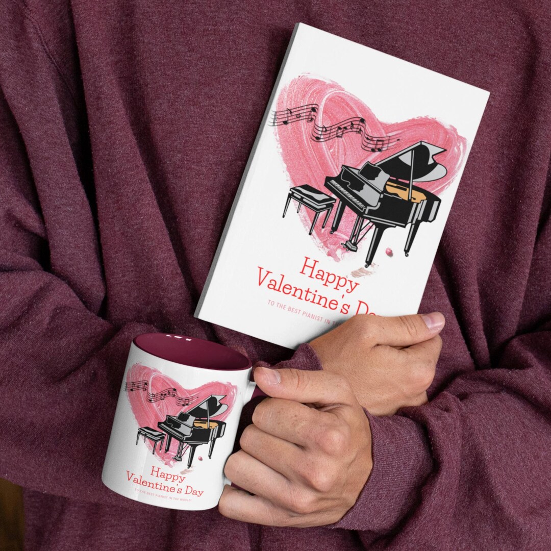 Happy Valentine's Day Piano Card Music Heart Design Valentine's Card ...