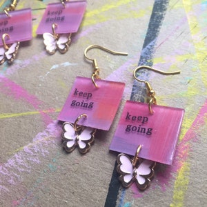 Keep Going Earrings / Mental Health Gift / Motivational Gift / Youre ...