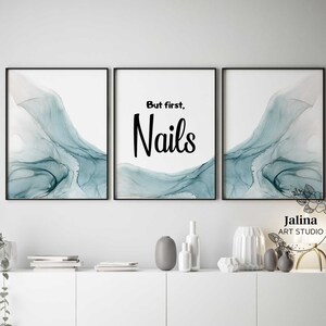 Nail Salon Wall Art, but First Nails, Set of 3 Prints for Nail Salon ...