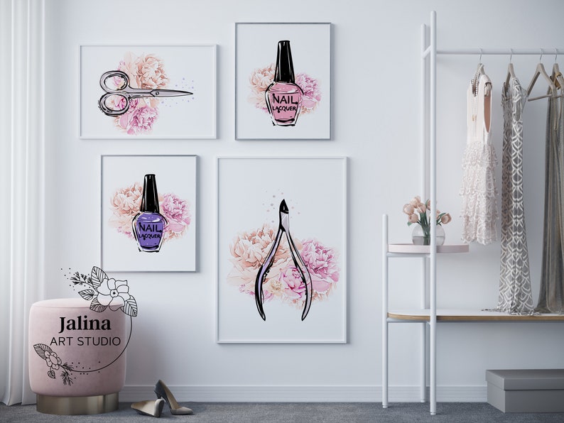 Nail Salon Decor Nail Salon Wall Art Gallery Wall Set of 4 - Etsy