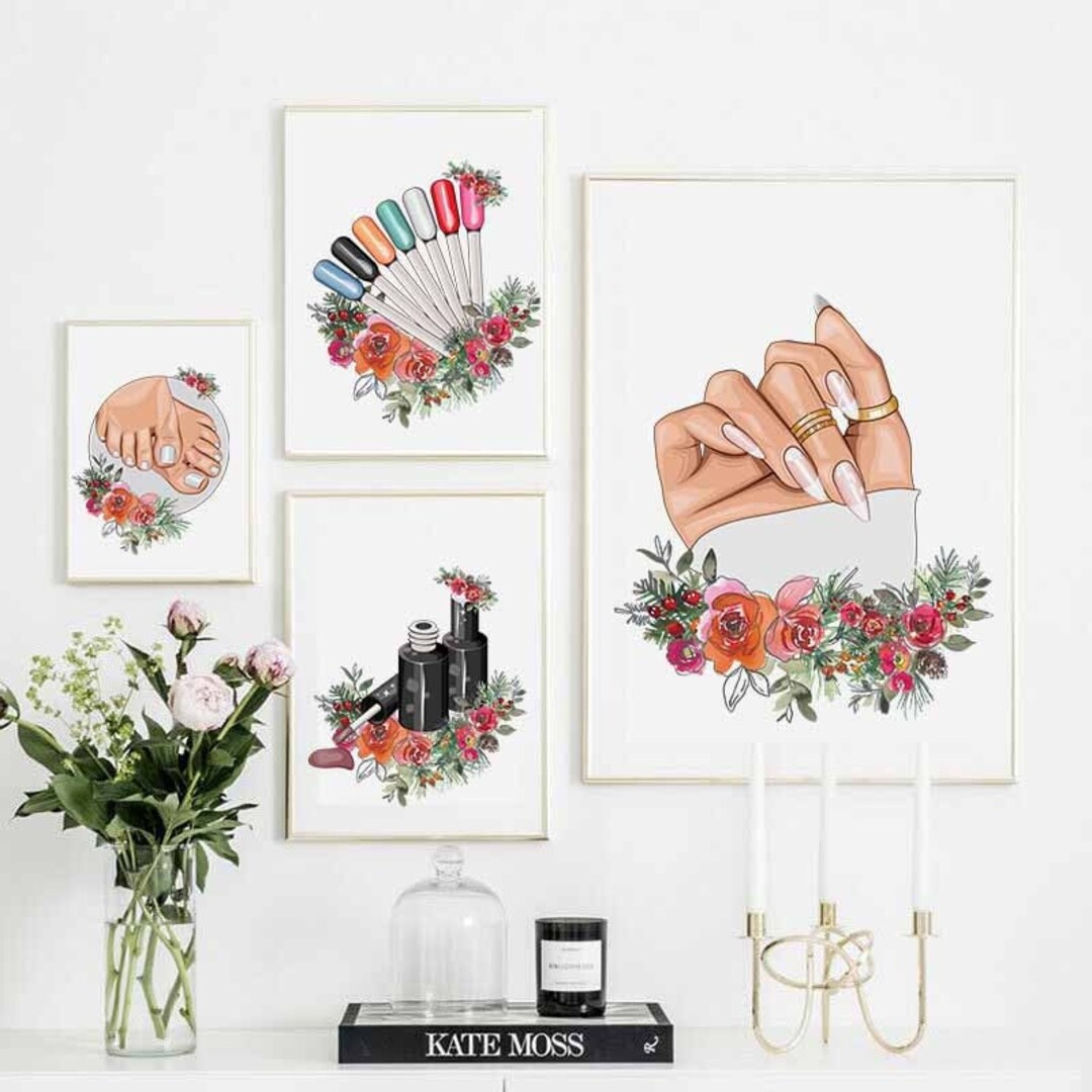 Nail Salon Decor Set of 4 Nail Prints Nail Tech Gift - Etsy