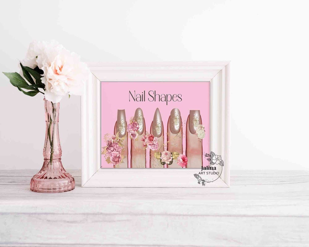 Nail Shapes Light Skin Tone Wall Decor, Nail Tech & Beauty Salon Decor ...