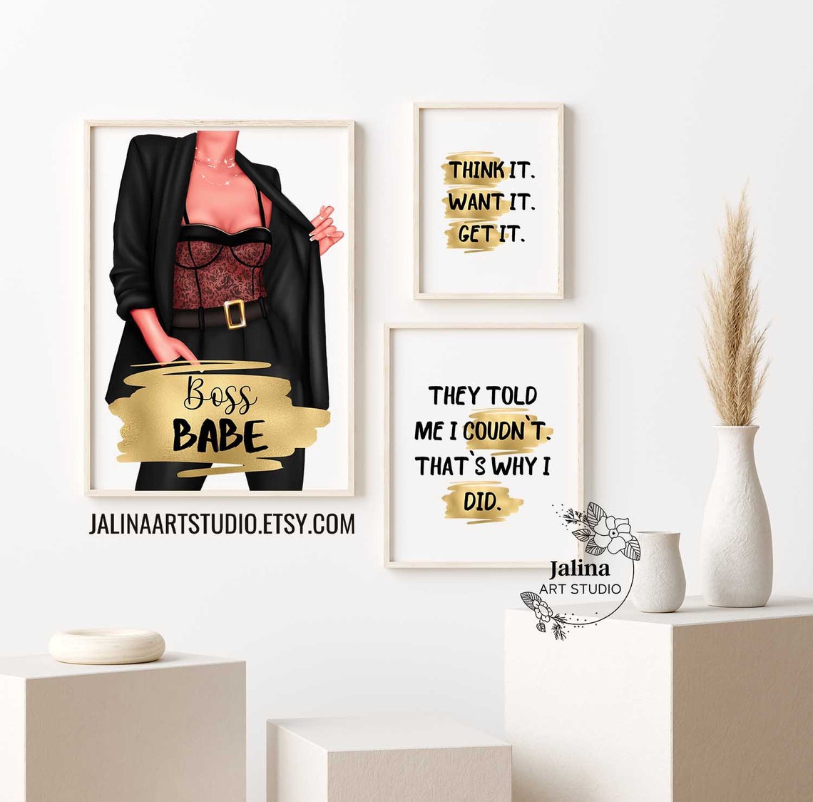 Boss Babe 3 Piece Wall Decor Girl Boss Printable Boss Babe | Etsy