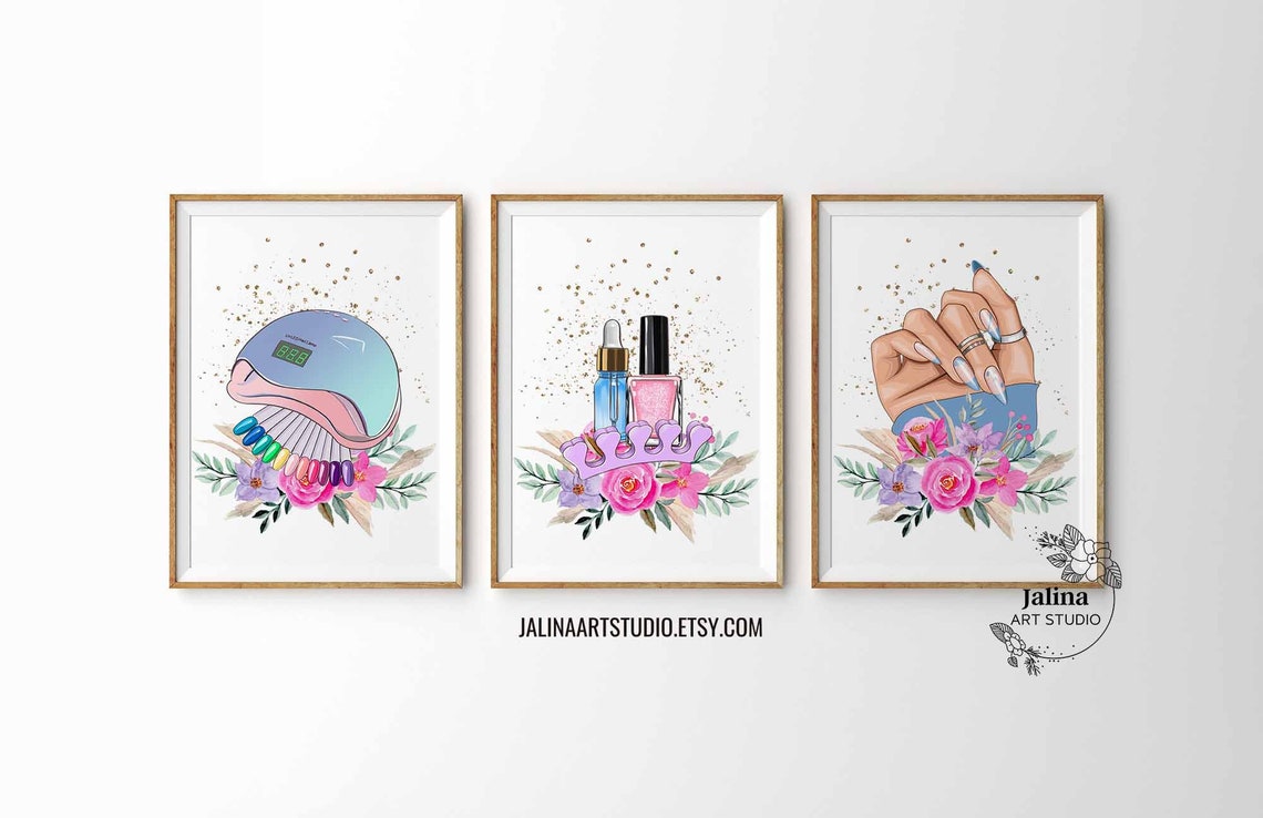 Nail Room Wall Decor Set of 3 Prints Nail Tech Gift Nail - Etsy
