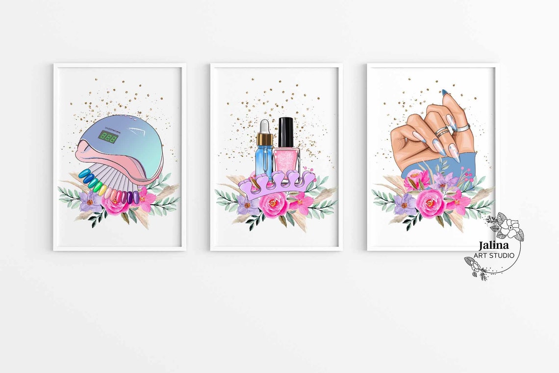 Nail Room Wall Decor Set of 3 Prints Nail Tech Gift Nail - Etsy