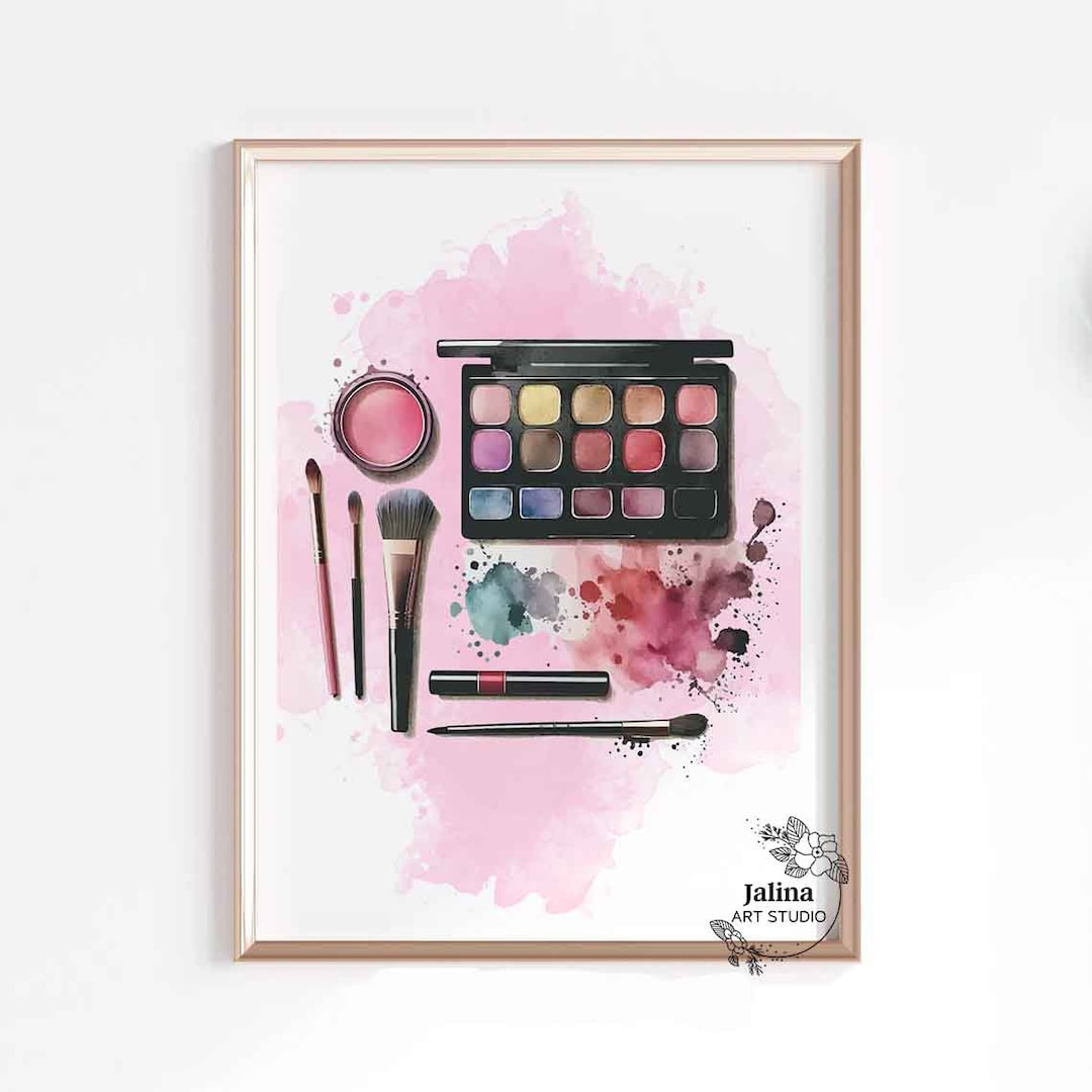 Makeup Tools Printable Poster, Feminine Blush Pink Wall Art for Makeup ...