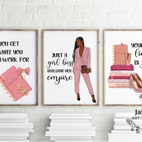 Girl Boss Printable Wall Art Boss Babe Office Wall Decor Etsy