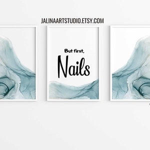 Nail Salon Wall Art, but First Nails, Set of 3 Prints for Nail Salon ...