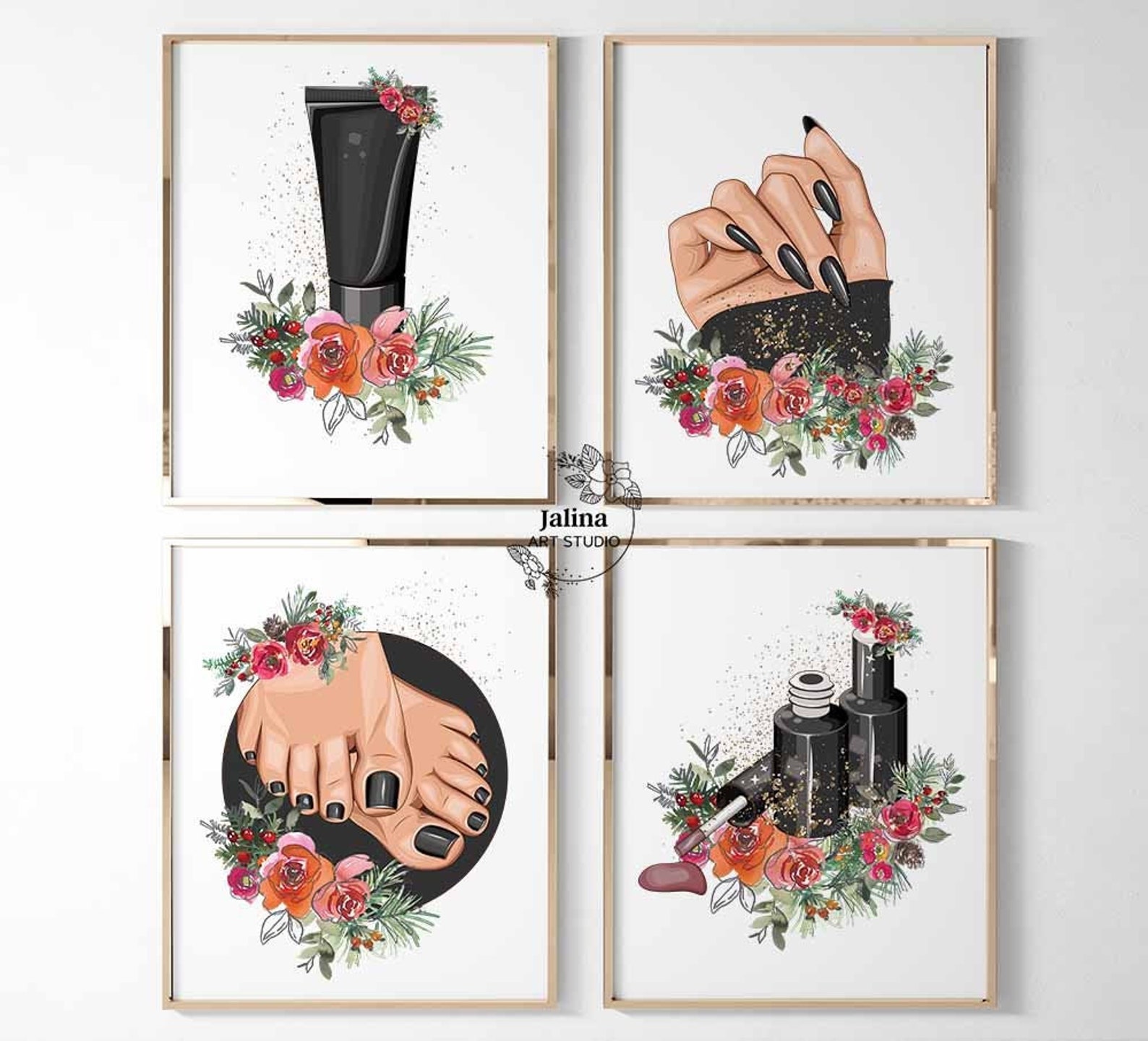 Nail Salon Wall Art Set of 4 Prints Manicure Pedicure Wall - Etsy