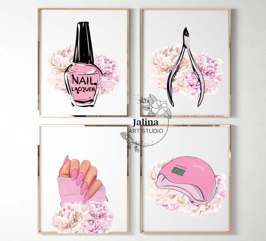 Nail Salon Decor Gallery Wall Set, Beauty Salon Decor, Nail Room Decor ...