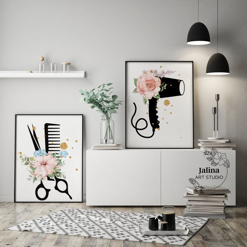 Hair Salon Wall Art Gallery Wall Set of 4 Prints for Hair - Etsy